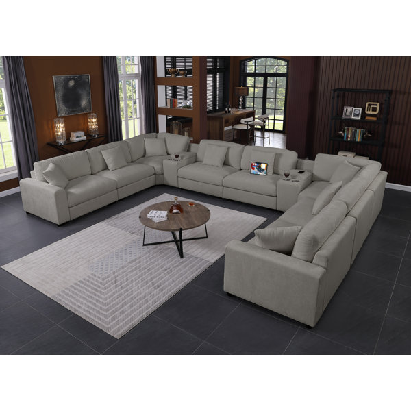 Latitude Run® Modern Upholstered Cloud Modular Corner Sectional Sofa With Two Consoles | Wayfair